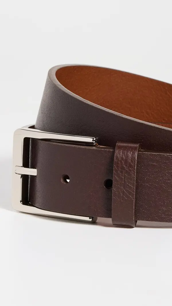 Shinola Lightning Bolt Keeper Leather Belt - Deep Brown