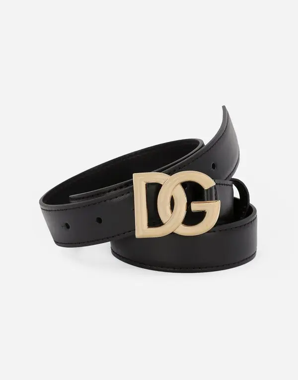Dolce & Gabbana Calfskin Belt With Dg Logo - Black