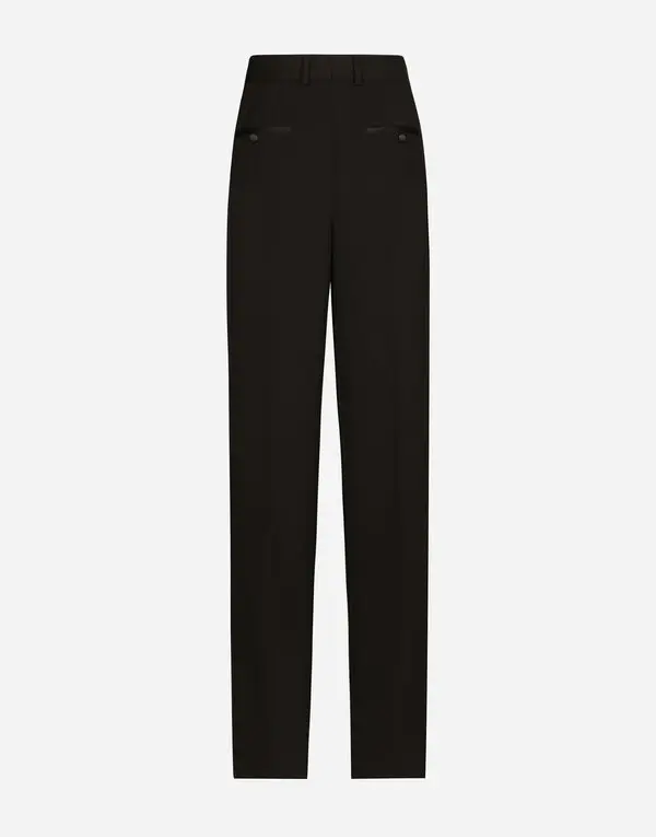 Dolce & Gabbana Wool Gabardine Tuxedo Trousers