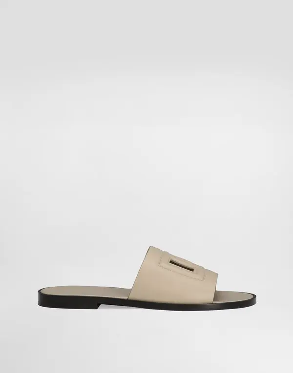 Dolce & Gabbana Calfskin Slides - Beige