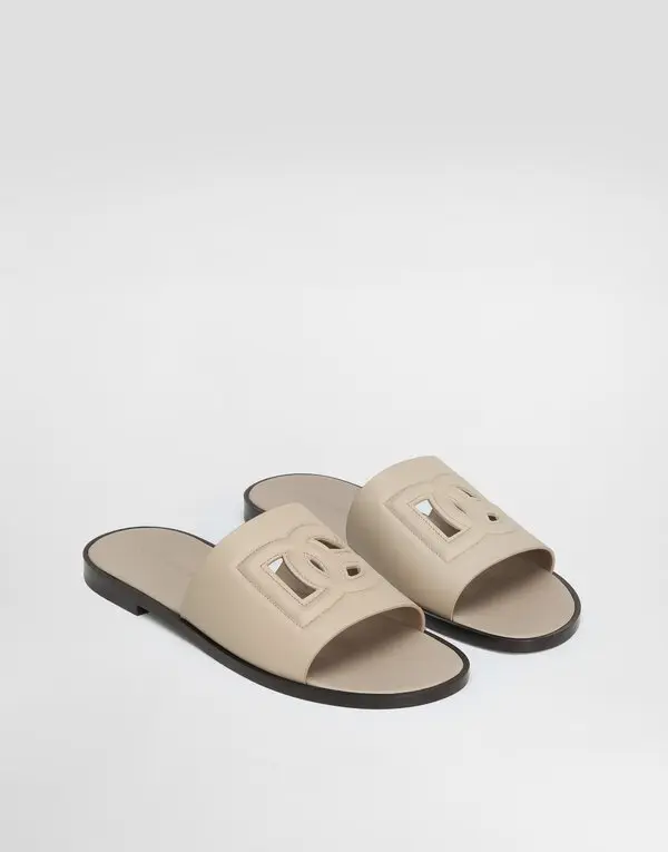 Dolce & Gabbana Calfskin Slides - Beige
