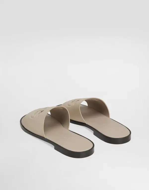 Dolce & Gabbana Calfskin Slides - Beige