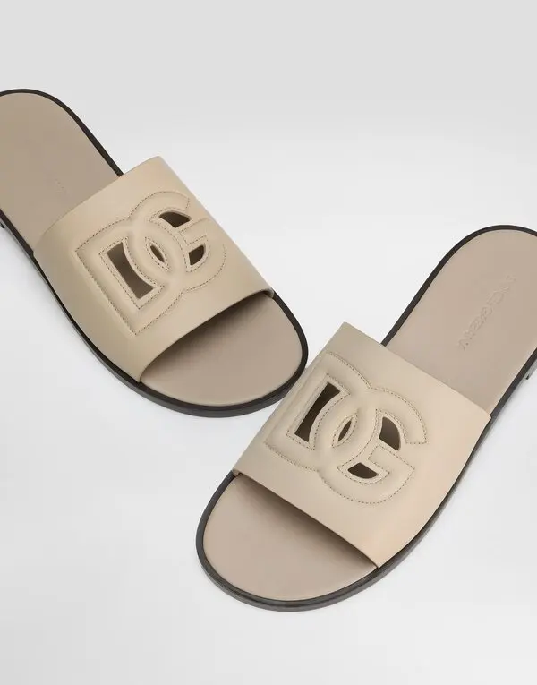 Dolce & Gabbana Calfskin Slides - Beige