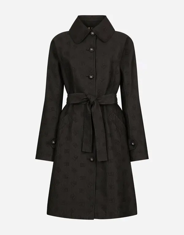Dolce & Gabbana Quilted Jacquard Trench Coat With Dg Logo