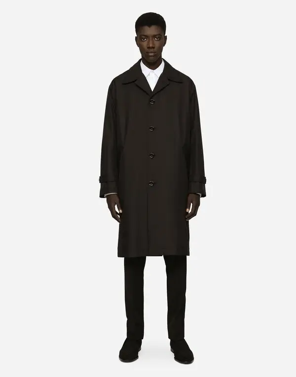 Dolce & Gabbana Nylon Trench Coat With Logo Tag