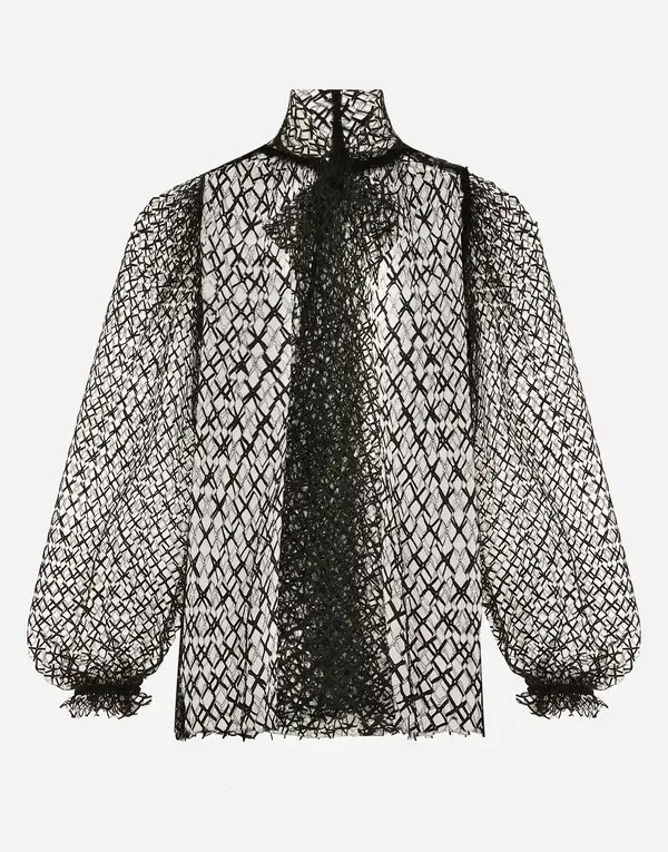 Dolce & Gabbana Mesh Pussy-bow Blouse