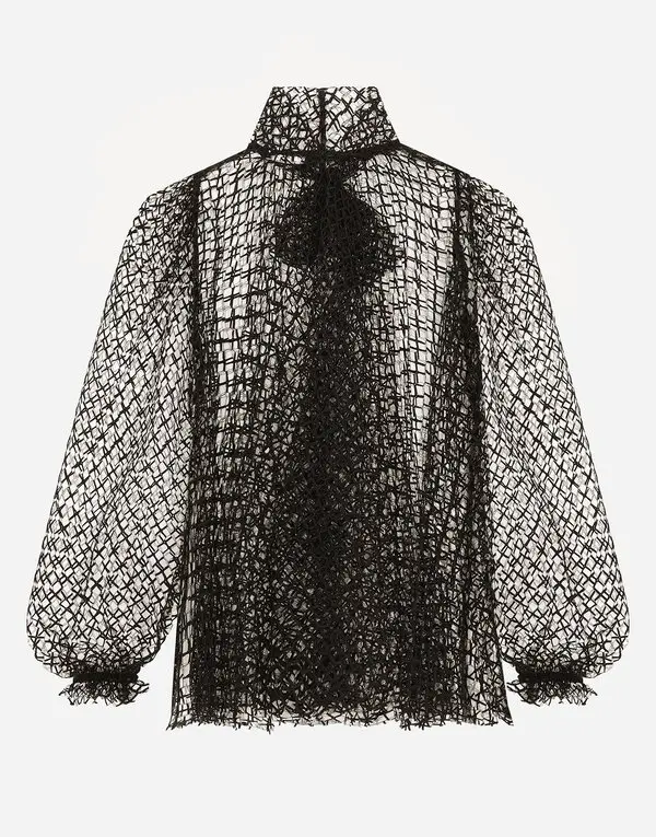 Dolce & Gabbana Mesh Pussy-bow Blouse