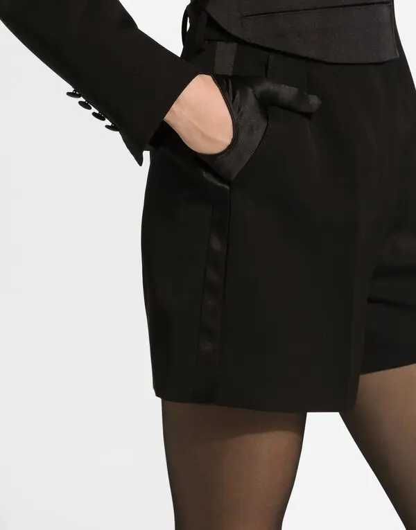Dolce & Gabbana Wool Gabardine Tuxedo Shorts