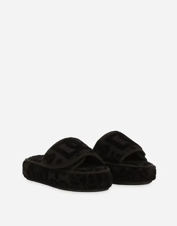 Dolce & Gabbana Terry Cotton Plateau Slides - Multicolor