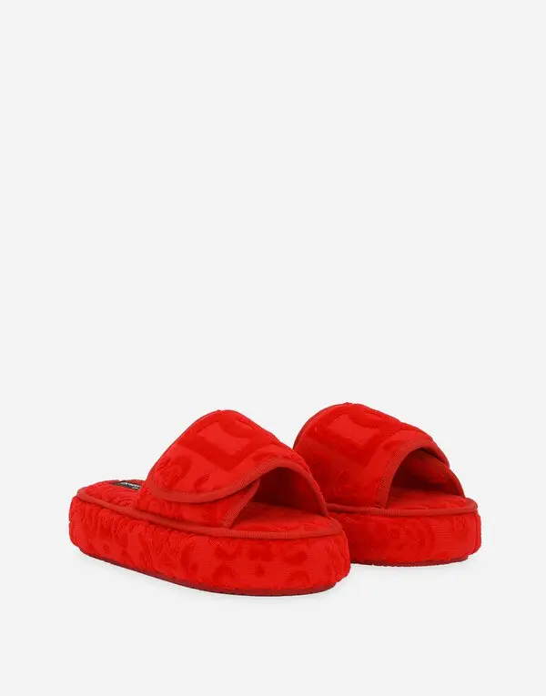 Dolce & Gabbana Terry Cotton Plateau Slides - Multicolor