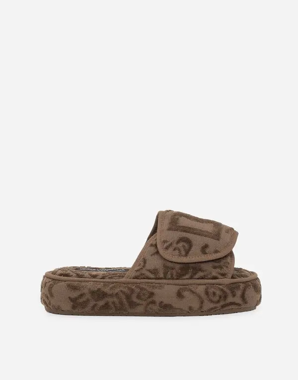 Dolce & Gabbana Terry Cotton Plateau Slides - Multicolor