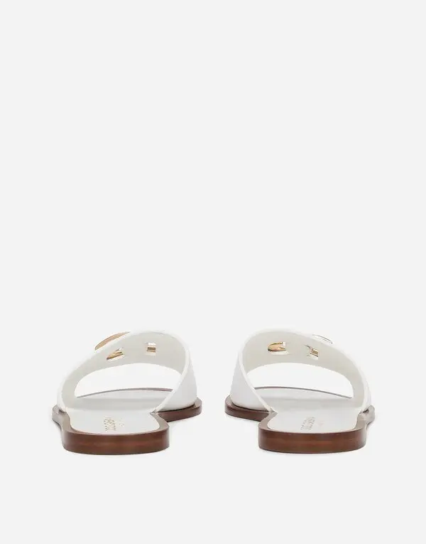 Dolce & Gabbana Bianca Calfskin Sliders - White