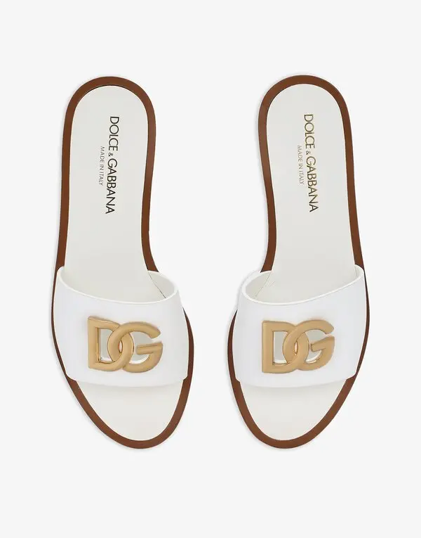 Dolce & Gabbana Bianca Calfskin Sliders - White
