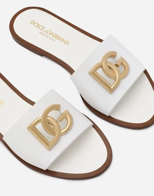 Dolce & Gabbana Bianca Calfskin Sliders - White