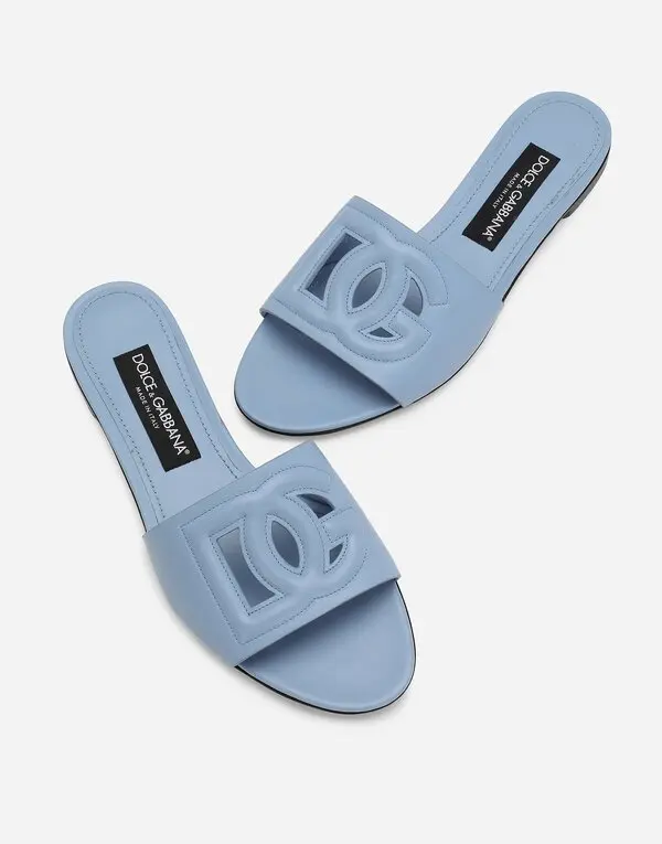 Dolce & Gabbana Calfskin Slides - Light Blue
