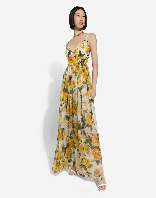 chinese dress ladies Dolce and Gabbana Floral Leaf Cotton Dress – Recess main image 1