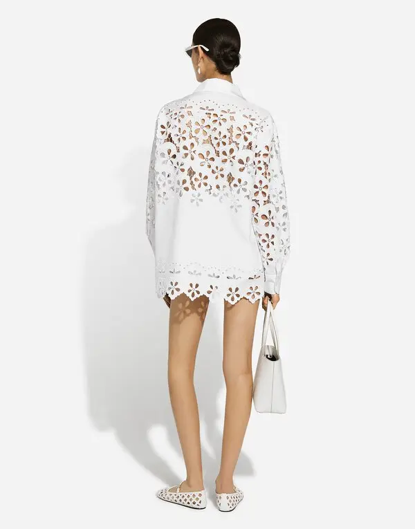 Dolce & Gabbana Oversize Cotton Shirt With Cut-out Detailing