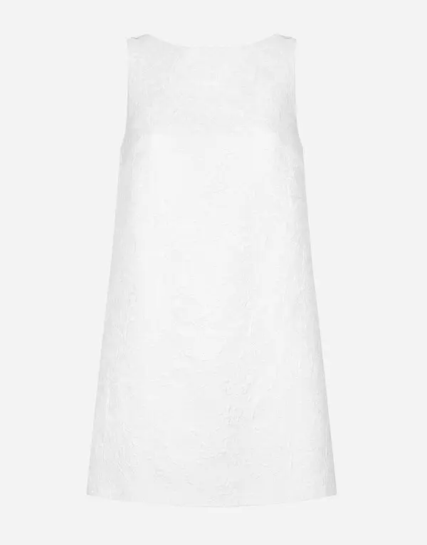 Dolce & Gabbana Short Brocade Dress With Plunging Back - White