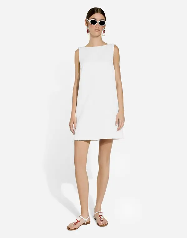 Dolce & Gabbana Short Brocade Dress With Plunging Back - White