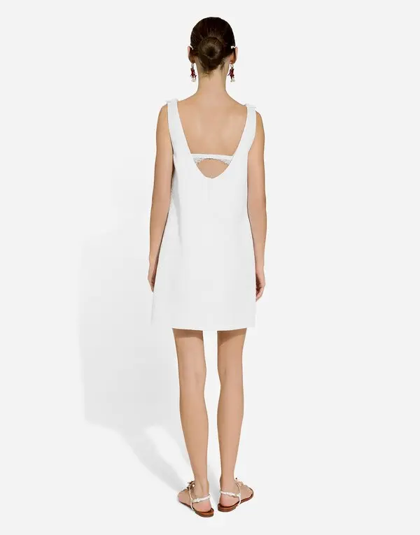 Dolce & Gabbana Short Brocade Dress With Plunging Back - White