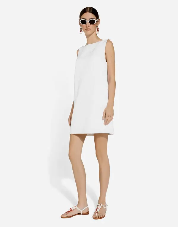 Dolce & Gabbana Short Brocade Dress With Plunging Back - White
