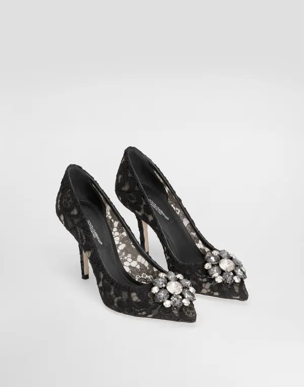 Dolce & Gabbana Bellucci Lace Pumps With Brooch - Black