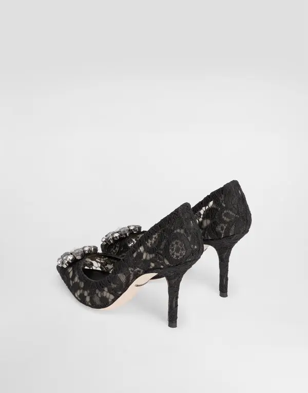 Dolce & Gabbana Bellucci Lace Pumps With Brooch - Black