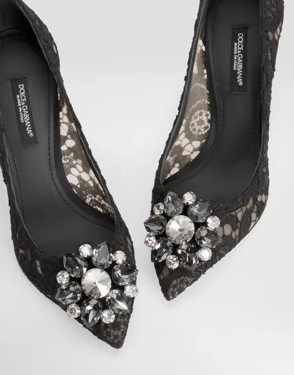 Dolce & Gabbana Bellucci Lace Pumps With Brooch - Black