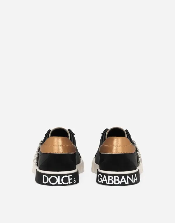 Dolce & Gabbana Calfskin Portofino Vintage Low-top Sneakers With Dg Logo - Multicolor