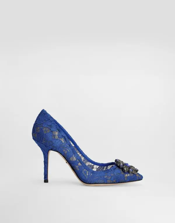 Dolce & Gabbana Bellucci Lace Pumps With Brooch - Blue