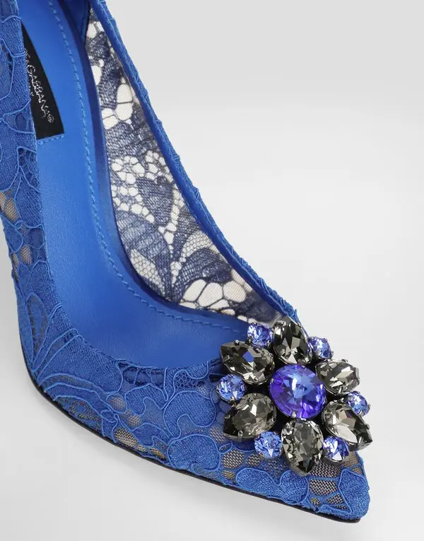 Dolce & Gabbana Bellucci Lace Pumps With Brooch - Blue