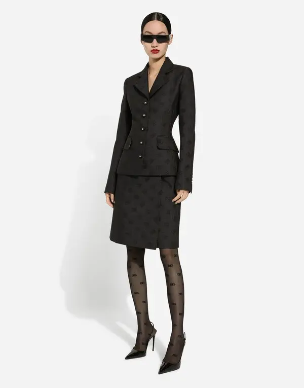 Dolce & Gabbana Quilted Jacquard Midi Skirt With Dg Logo