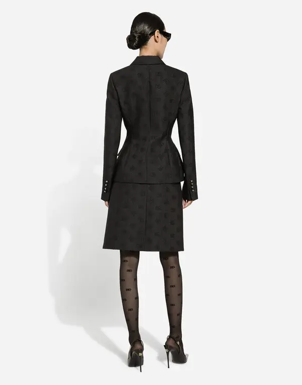 Dolce & Gabbana Quilted Jacquard Midi Skirt With Dg Logo