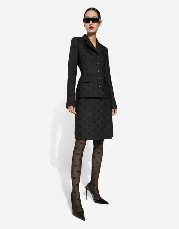 Dolce & Gabbana Quilted Jacquard Midi Skirt With Dg Logo