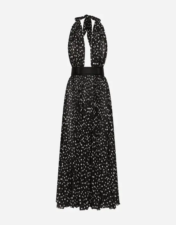 Dolce & Gabbana Pleated Chiffon Calf-length Dress - Print