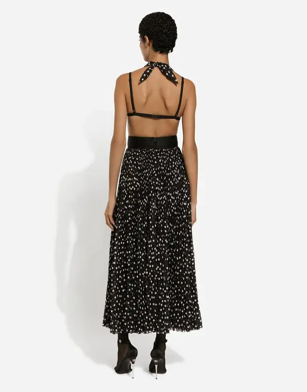 Dolce & Gabbana Pleated Chiffon Calf-length Dress