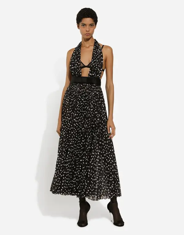 Dolce & Gabbana Pleated Chiffon Calf-length Dress
