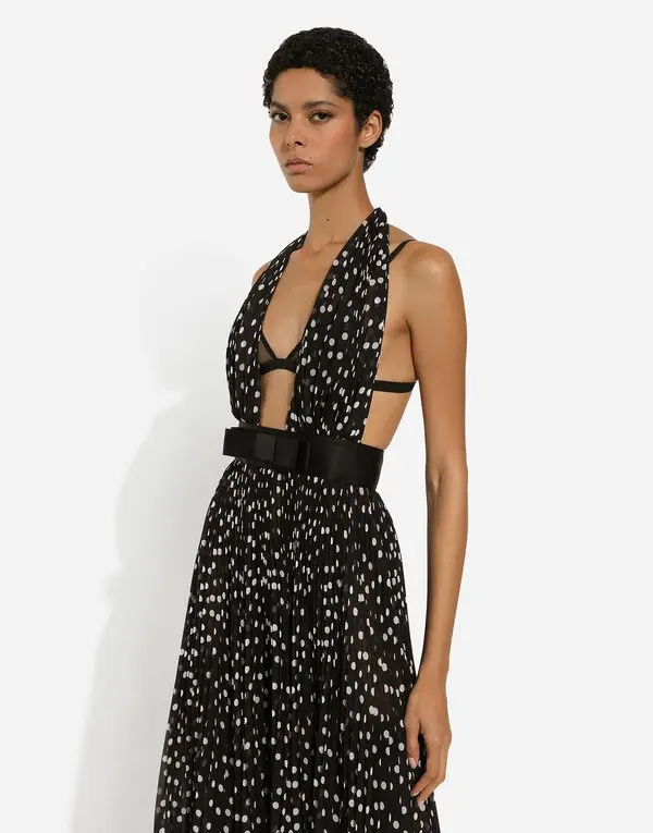 Dolce & Gabbana Pleated Chiffon Calf-length Dress