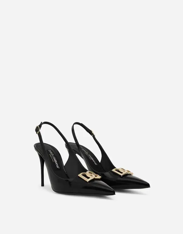 Dolce & Gabbana Polished Calfskin Slingbacks - Black