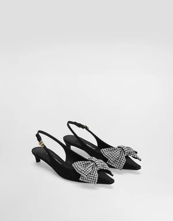 Dolce & Gabbana Satin Slingbacks With Rhinestone Embellishment