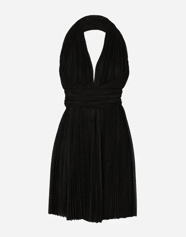 Dolce & Gabbana Short Pleated Lurex Mesh Dress