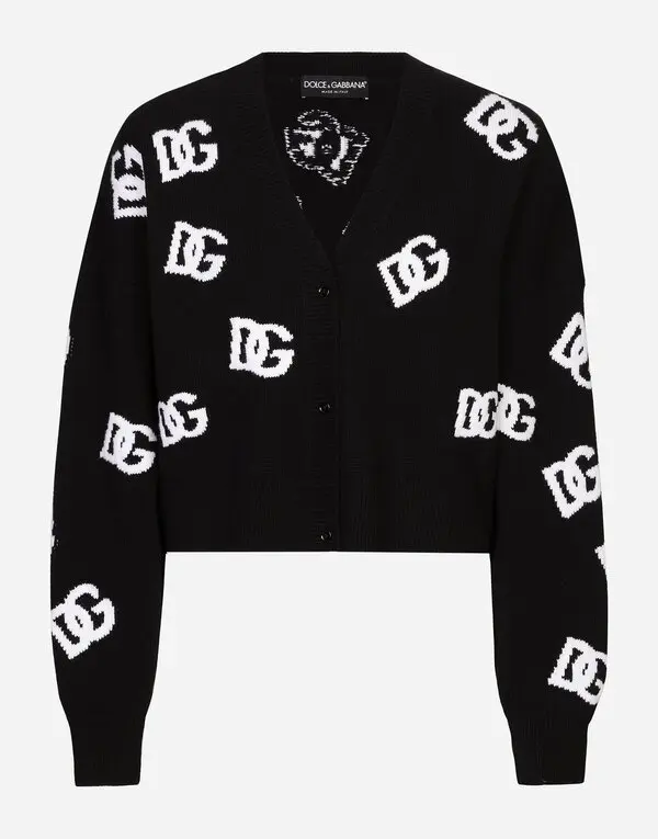 Dolce & Gabbana Wool V-neck Sweater With Dg Logo Inlay - Multicolor