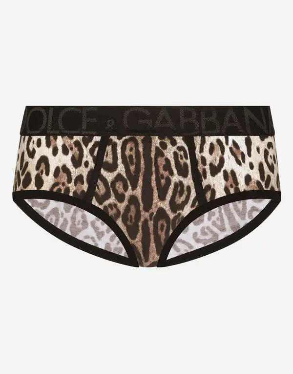 Dolce & Gabbana Two-way Stretch Jersey Brando Briefs With Leopard Print - Animal Print