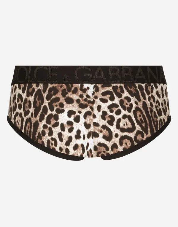 Dolce & Gabbana Two-way Stretch Jersey Brando Briefs With Leopard Print - Animal Print