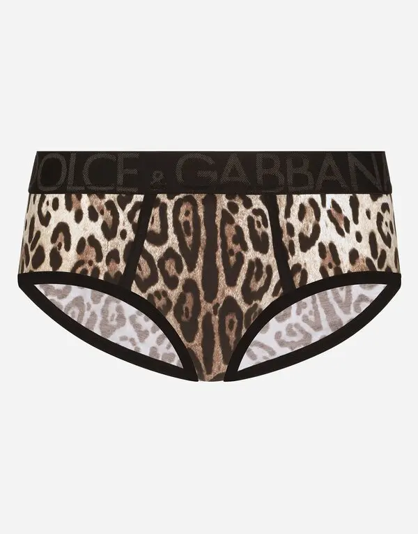 Dolce & Gabbana Two-way Stretch Jersey Brando Briefs With Leopard Print - Multicolor
