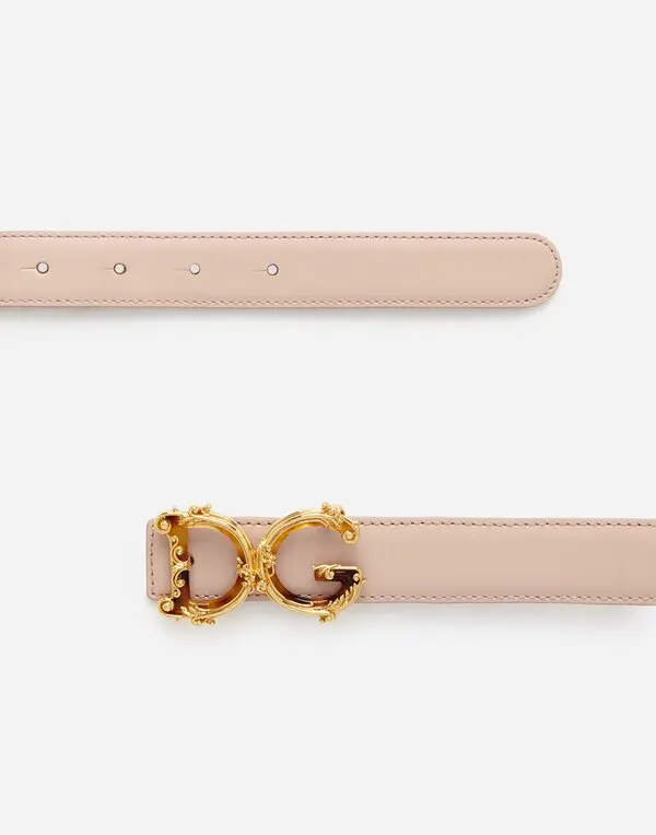 Dolce & Gabbana Leather Belt With Dg Baroque Logo