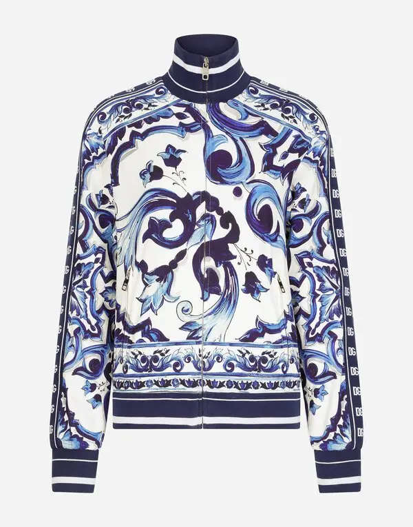Dolce & Gabbana Majolica-print Cady Zip-up Sweatshirt - Multicolor