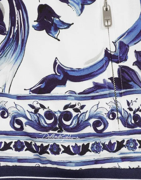 Dolce & Gabbana Majolica-print Cady Zip-up Sweatshirt - Multicolor