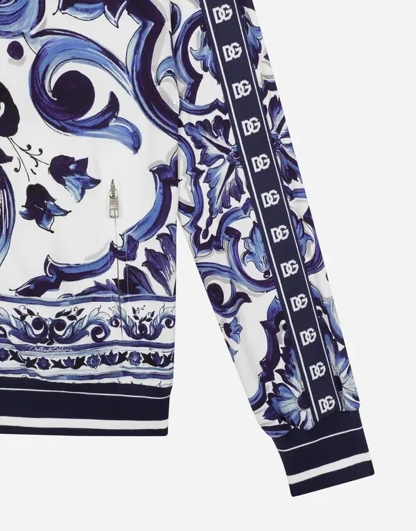 Dolce & Gabbana Majolica-print Cady Zip-up Sweatshirt - Multicolor