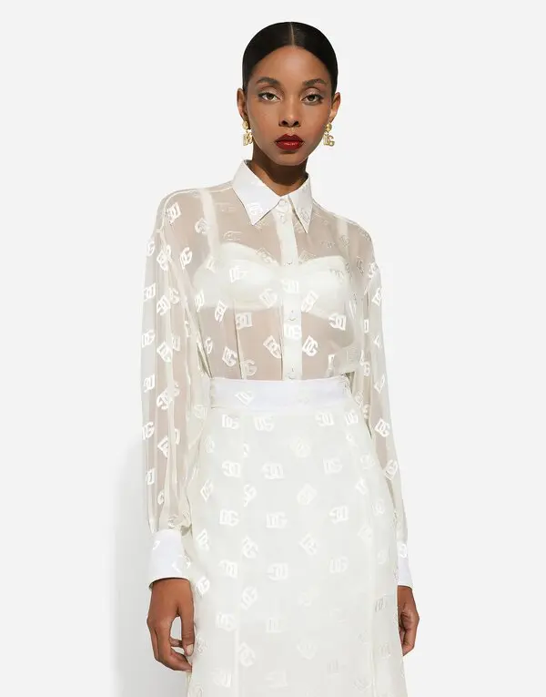 Dolce & Gabbana Dévoré Silk Shirt With Dg Logo